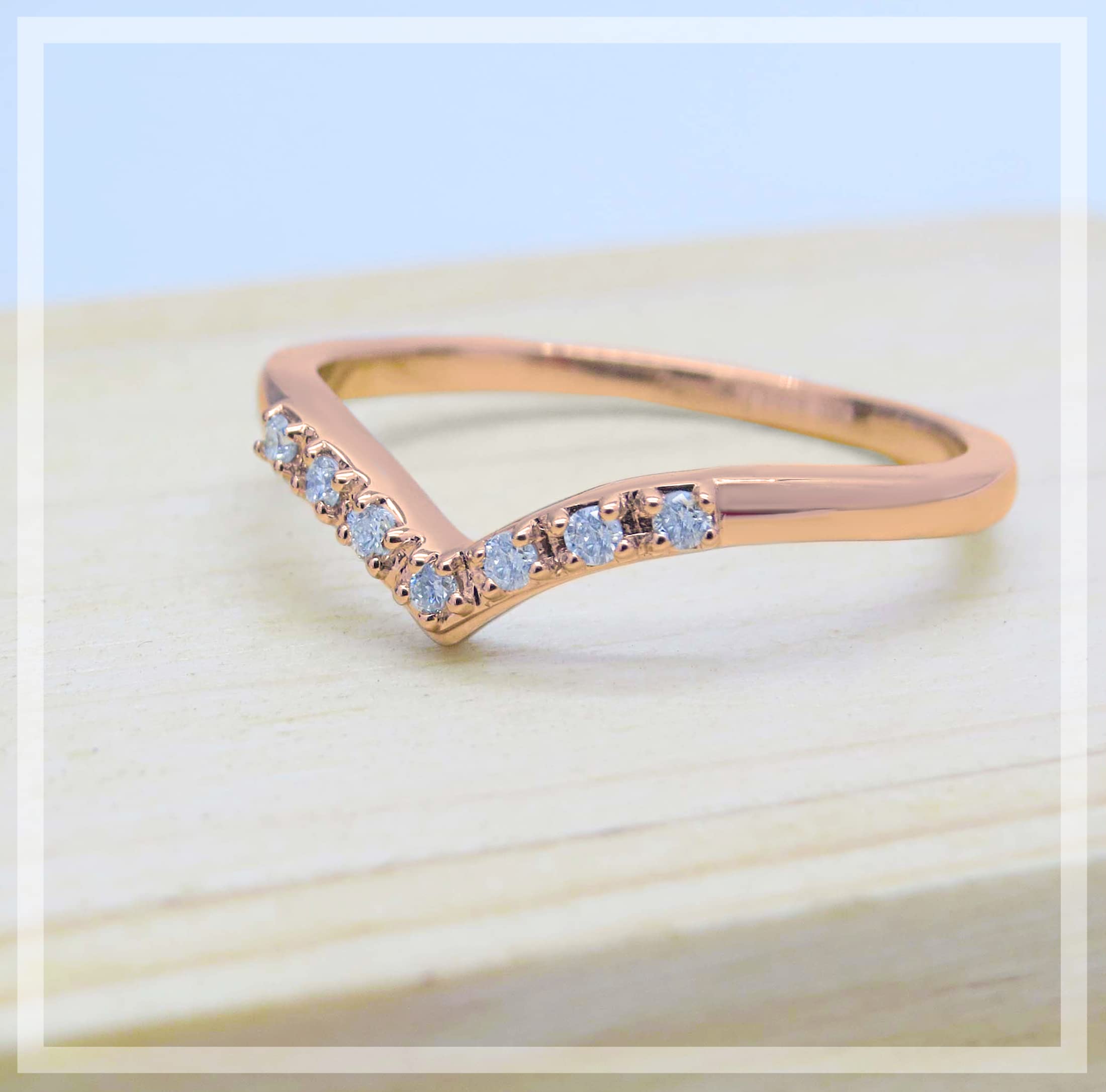 Dazzlingrock Collection 0.10 Carat (ctw) Round White Diamond 7 Stone Chevron Wedding Ring for Her in 14K Rose Gold Size 6