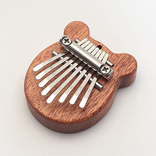Dnina Mini Kalimba 8 Keys Solid Wood Finger Portable Mini Kalimba, Musical Good Accessory Pendant Finger Piano Gift for Kids Adults Beginners. (Little Bear-A) (Y1110001)