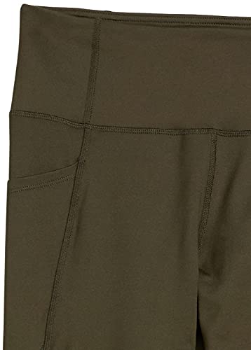 Core 10 Women's All Day Comfort High-Waist Side-Pocket Capri Yoga Legging, Olive, Small