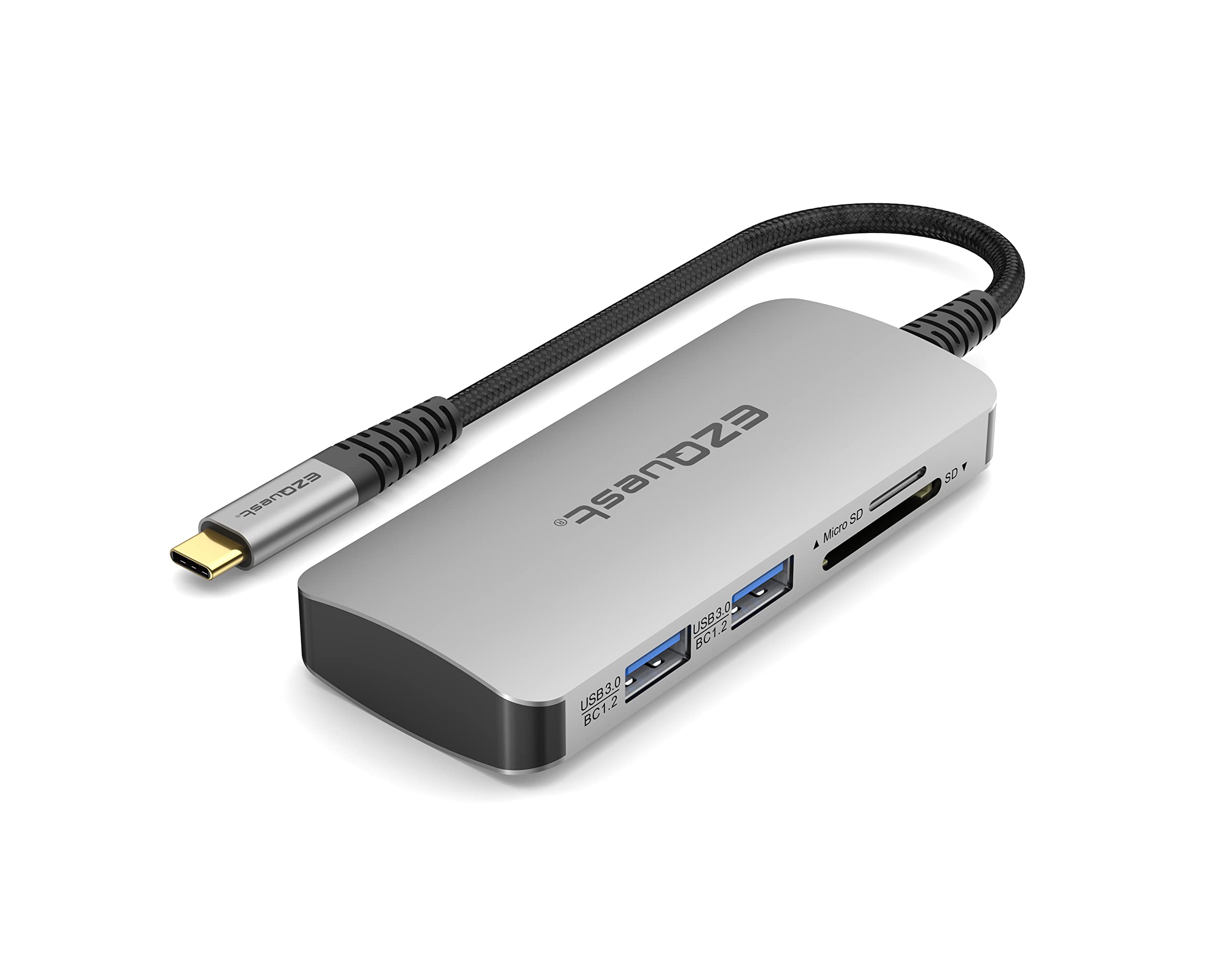 EZQuest USB C Multimedia Hub 8 in 1 with HDMI 4K, 100 Watts USB C Power Delivery/5Gbs Data, 2 USB C Ports, 2 USB A 3.0 Ports, SD/Micro SD Compatible with USB-C Laptops