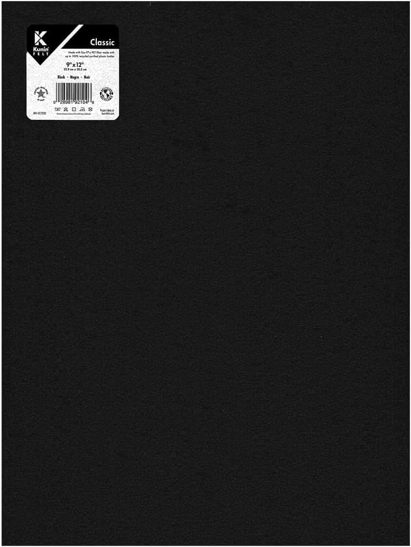 Generic Kunin Eco-Fi Classic Felt 9"" x 12"" - Black 912-937 - 12 Pieces