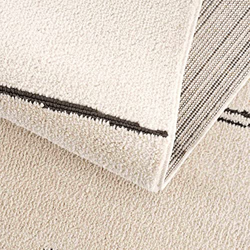Hauteloom Munich Modern Farmhouse Living Room Bedroom Dining Room Area Rug - Casual Boho Look Carpet - Bohemian Neutral Minimalist - Bone, Cream, Beige, Black - 7'10" x 10'