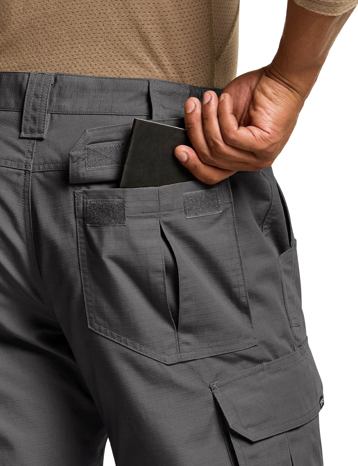 CQR Men's Tactical Pants, Water Resistant Ripstop Cargo Pants, Lightweight EDC Work Hiking Pants, Outdoor Apparel, Ripstop Mag Pocket Charcoal, 34W x 30L