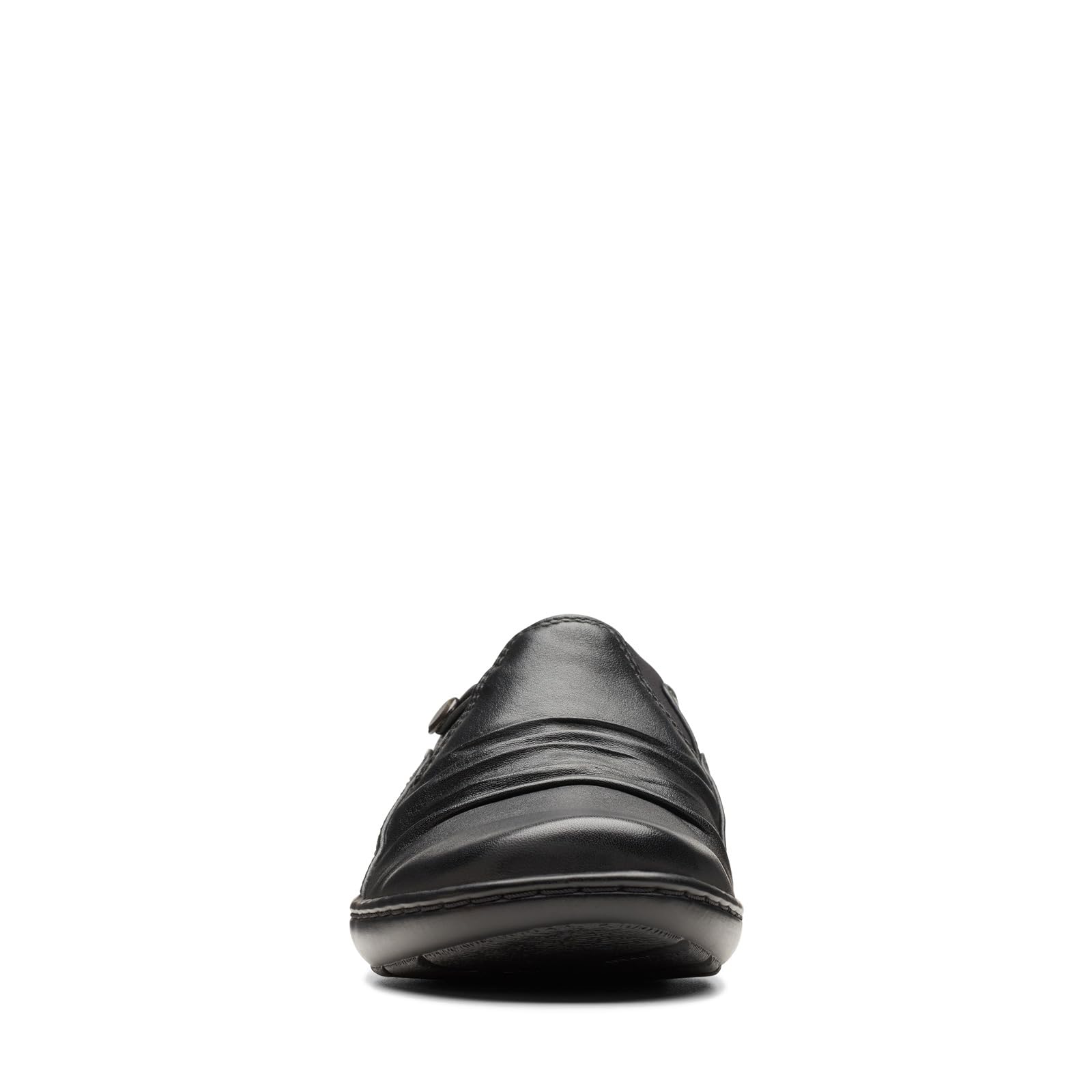 Clarks Women's Cora Dusk Loafer, Black Leather, 9 Wide