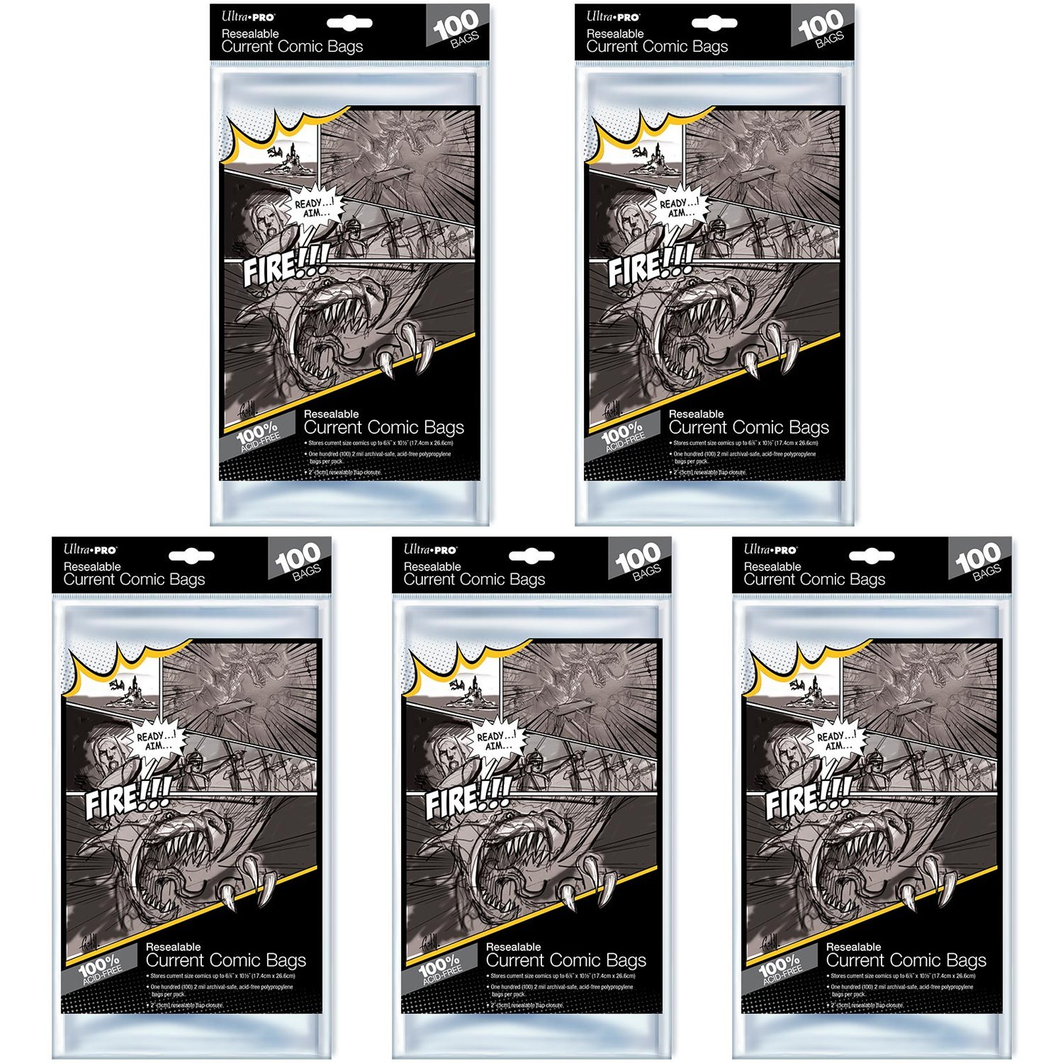 Ultra Pro Resealable Current Size Comic Bags 2-Mil Polypropylene 6-7/8 X 10½ Inches (500-Count)