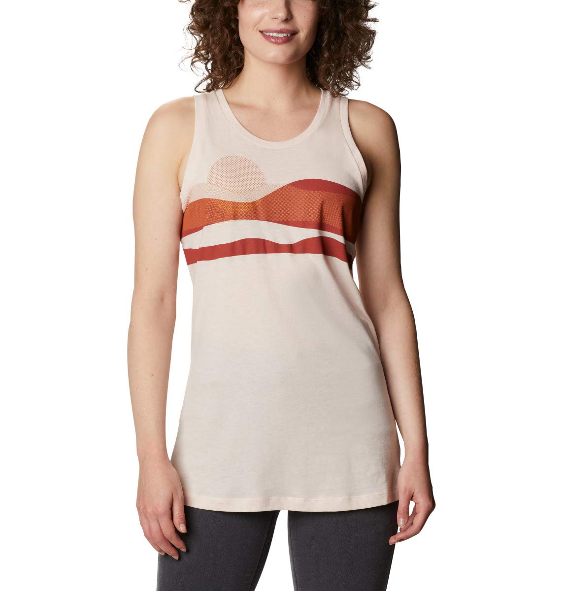 Columbia Women's Daisy Days Graphic Tank, Peach Quartz Heather/Flowshine, X-Large