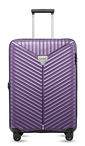 LUGGEX 24 Inch Luggage with Spinner Wheels - Purple Luggage with TSA Lock - Checked Suitcases for Travel, Lightweight and Expandable