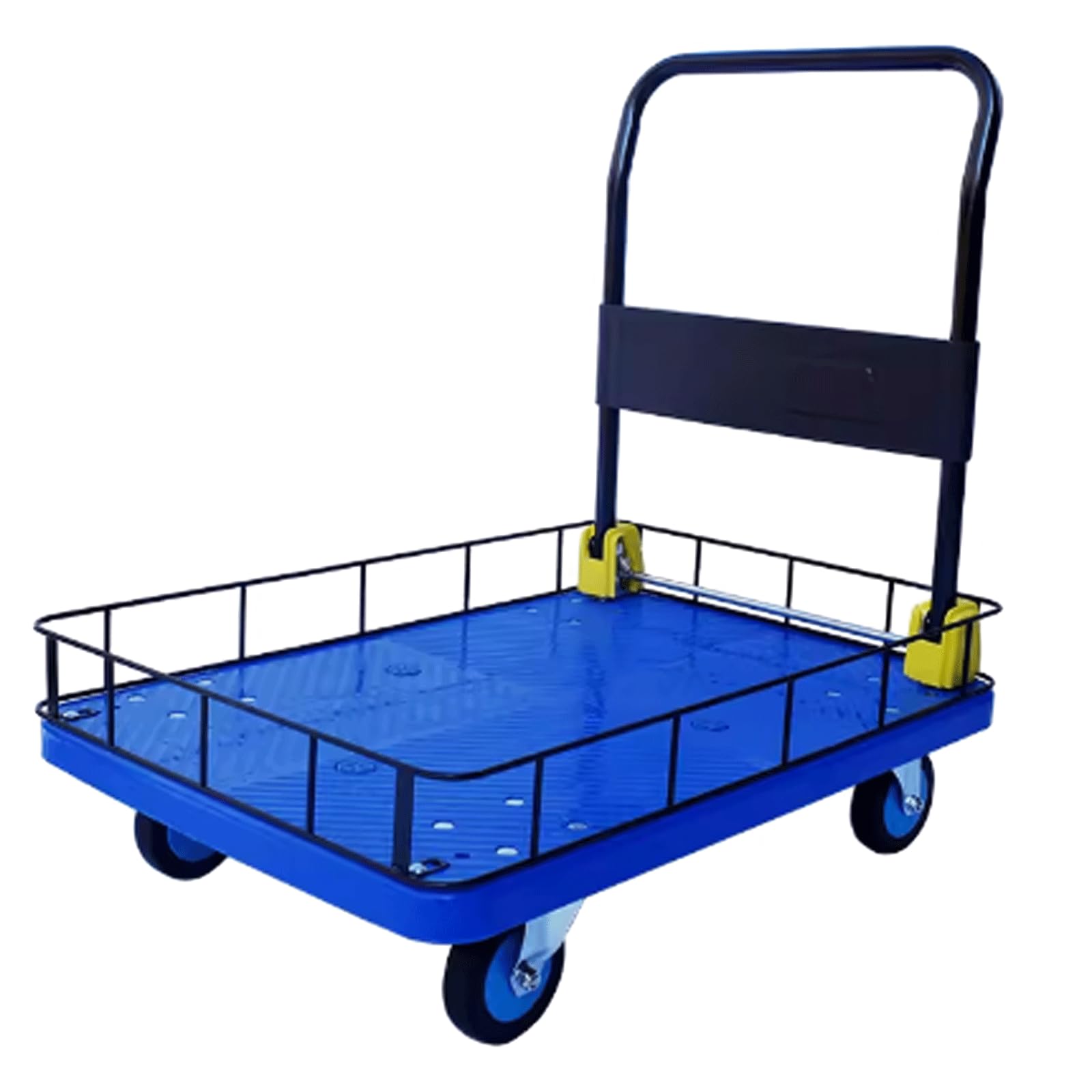Generic Handling Truck Moving Trolley Folding Flatbed Trolley with Fence Portable Pull Truck Trailer for Warehouse,Hold Up to 200 Lbs