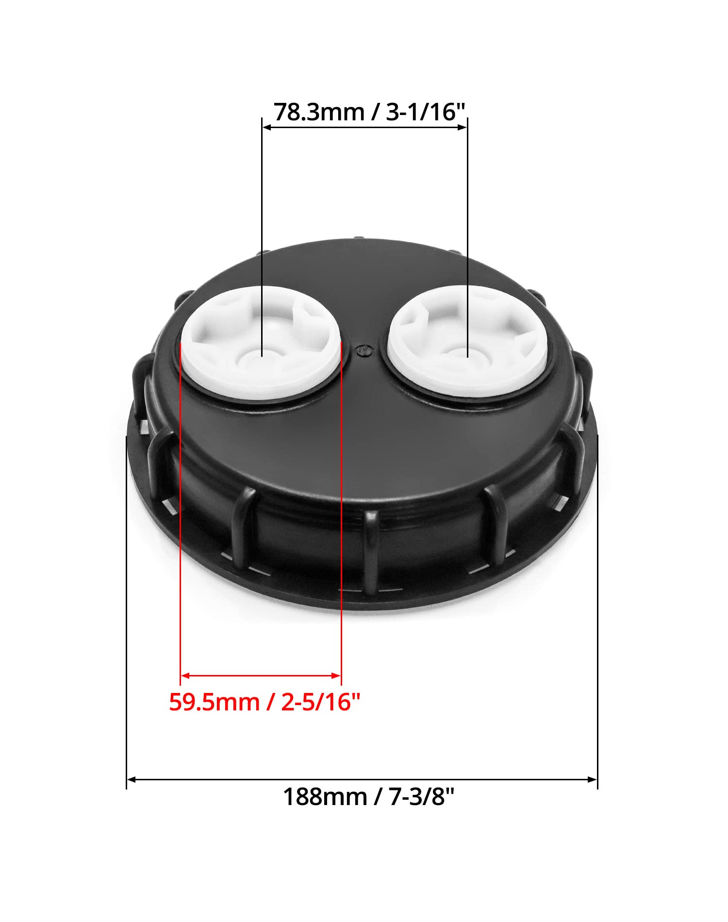 QWORK IBC Tote Lid Cover, 6.5" IBC Tank Water Liquid Tank Cap with Double Vent Hole for Chemical, Food, Industries Storage, 2 Pack