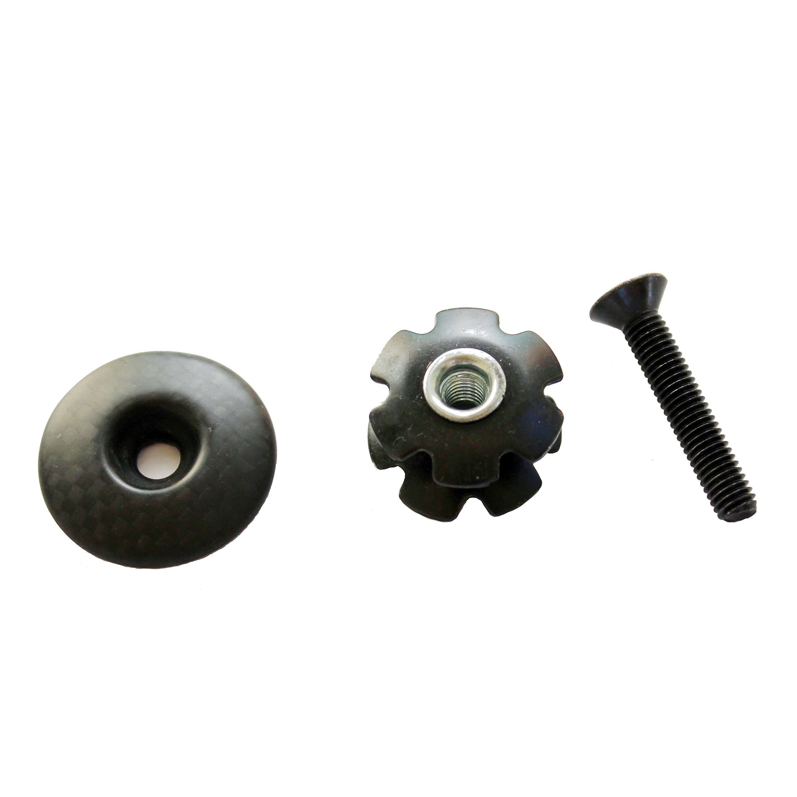DEER U 3K Light Bicycle Carbon Fiber Headset Top Cap Kit 1-1/8" Top Cap + 1" High Carbon Steel Star Nut + Steel Bolt (Matte - 6.5g)