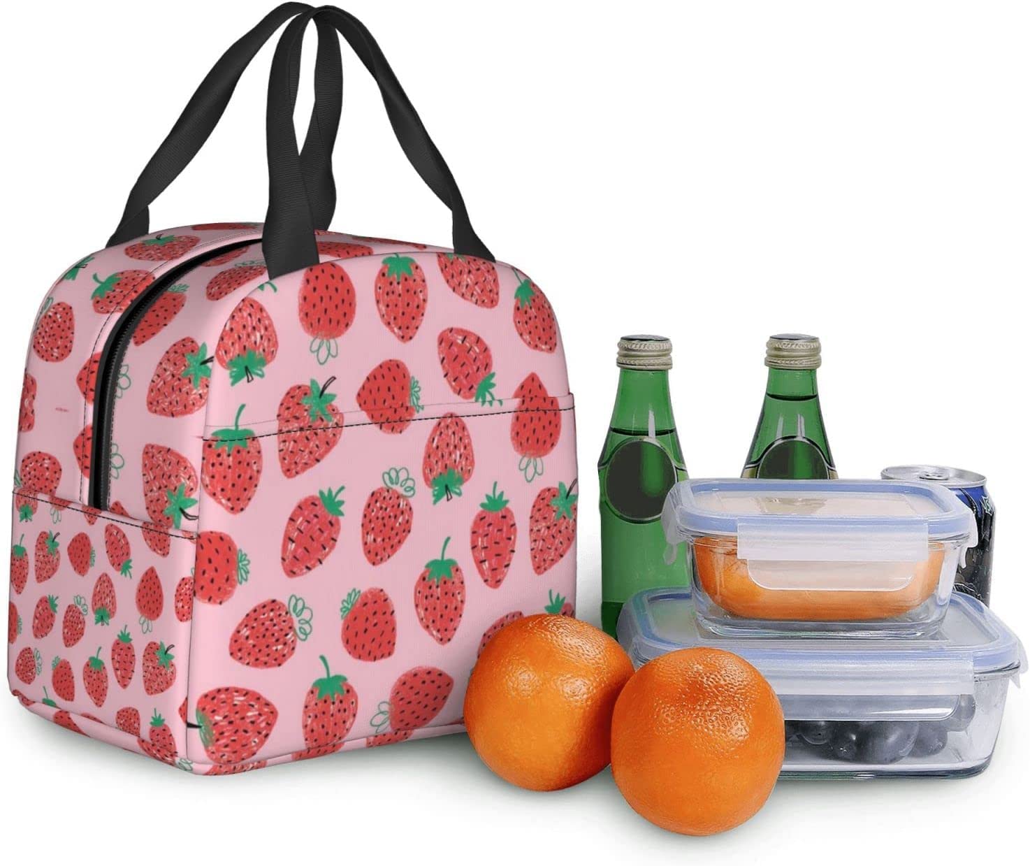 Giwawa Cute Strawberry Lunch Bag Insulated Lunch Box Kids Reusable Refrigerated Insulated Tote Bag Multifunctional School Work Lunch Container Home School Office Outdoor Use Bag