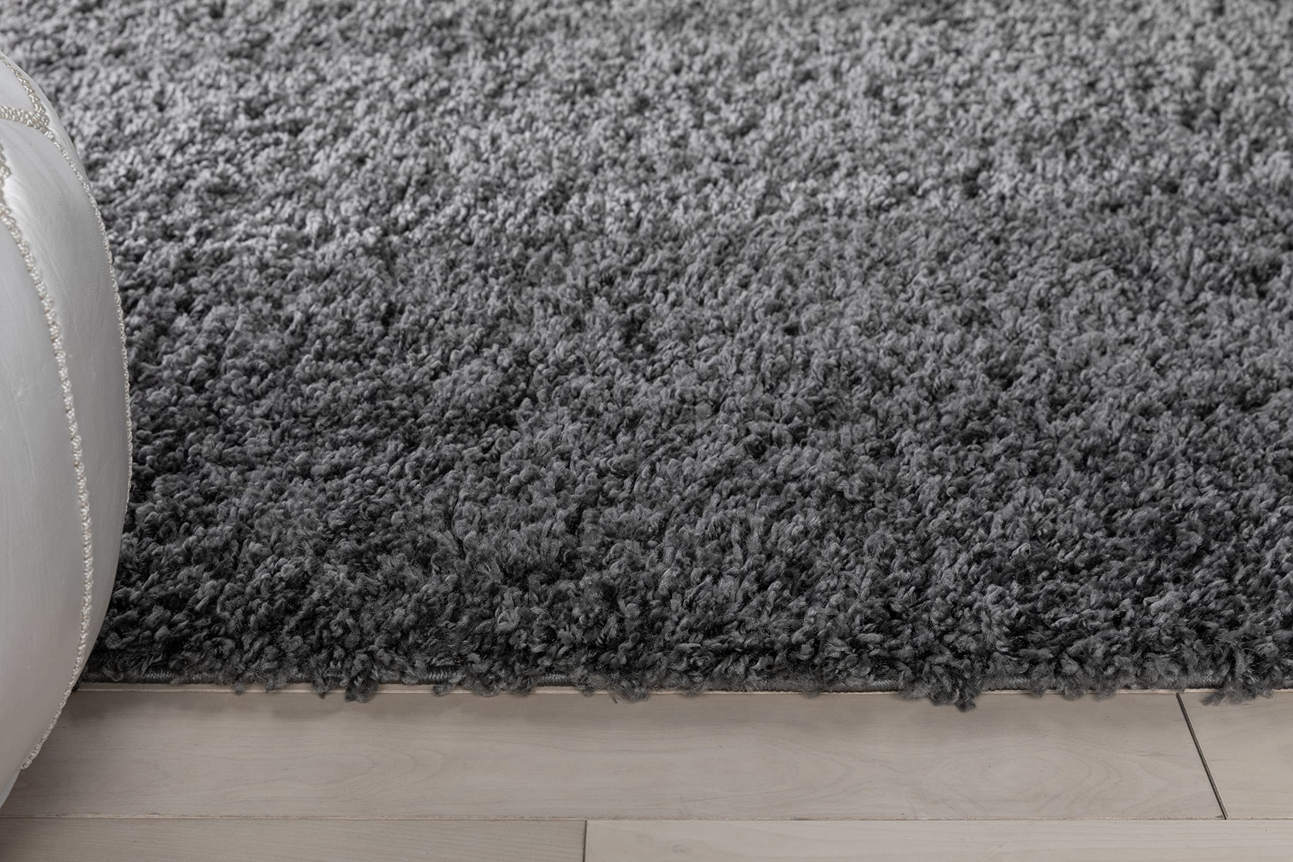 Well Woven Elle Basics | Emerson Shag Charcoal Grey | Textured Area Rug (6'7" x 9'6")