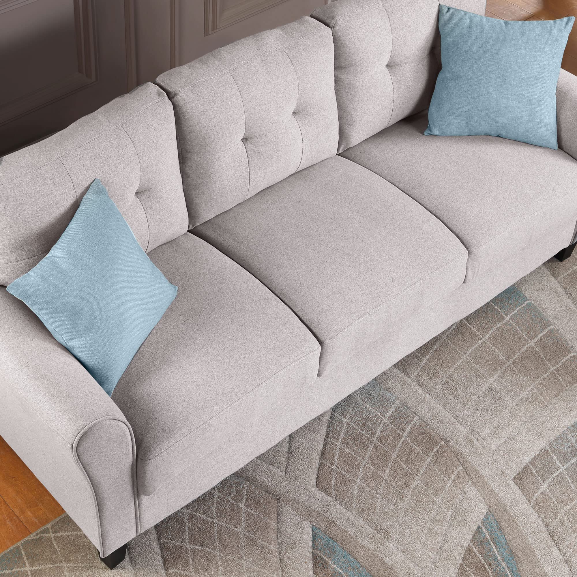 Harper & Bright Designs 3-Pieces Living Room Sofa Set with 3-Seat Couch, 2-Seat Loveseat, Single Sofa Chair, Modern Velvet Upholstered Sofa for Living Room, Office, Brown Flannel