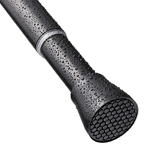 AIZESI Spring Tension Curtain Rods 28 to 48 Inch Black Shower Rod Tension Rods Never Rust Non-slip Shower Curtain Rod Tension No Drill Adjustable Curtain Rods Spring Tension Rod for Window or Shower