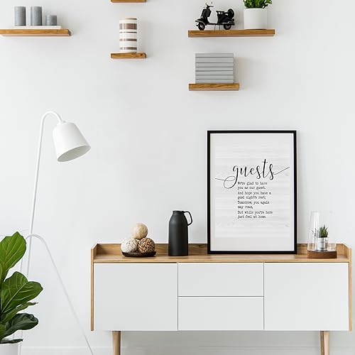 Guests-We're Glad to Have You - Welcome Sign Wall Art, Modern Typographic Wall Print - Perfect Home Decor, Guest Room Decor, Cabin & Lake House Decor Inviting Message for Guests - Unframed - 11 x 14