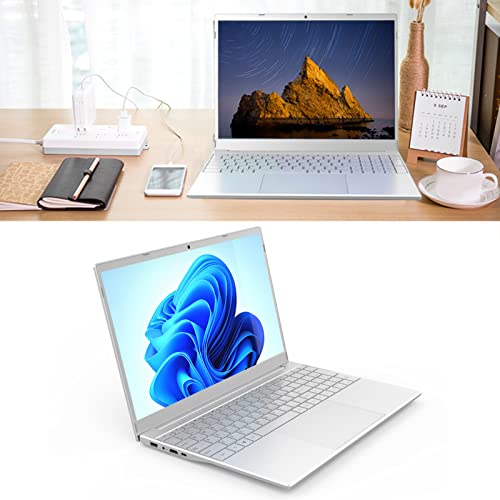Fabul Portable Laptop, 2.4G 5G WiFi 15.6in Laptop Silver 1920x1080 IPS HD Quad Core Quad Thread 100‑240V 16G 256G for Work (16+256G US Plug)