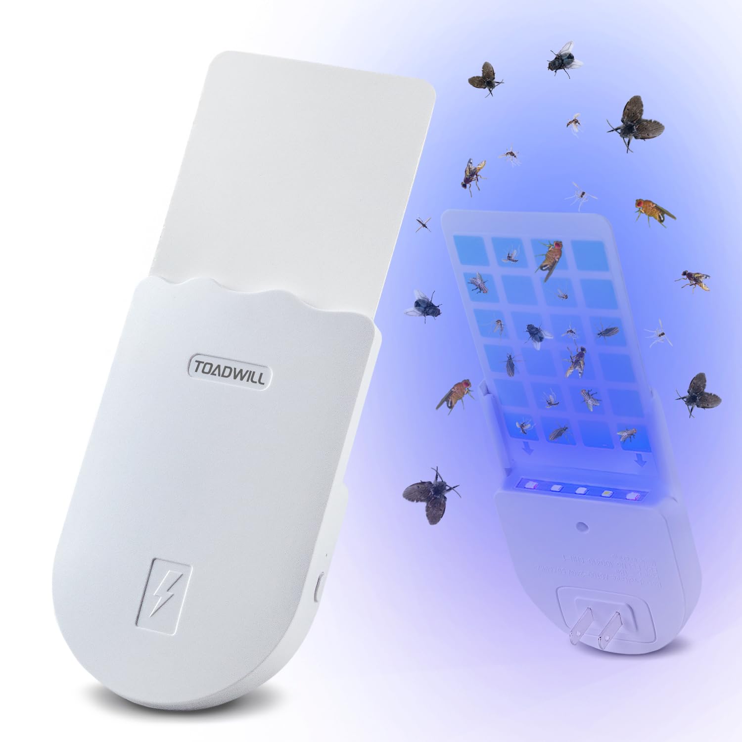 Fly Trap Indoor, Plug in Flying Insect Trap for Fruit Fly, Gnat, Moth, UV Mosquito Bug Trap Catcher with Night Light, Noiseless and Easy to Use, Ideal for House Bedroom Kitchen(1 Device+ 5 Refills)