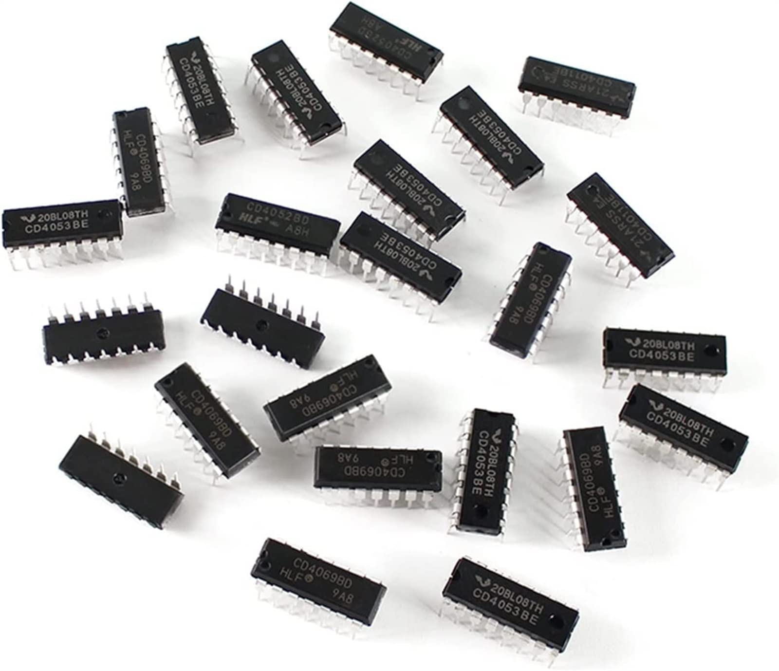gande IC Kits 40PCs/Lot Integrated Circuit Logic IC Kit CD4011 CD4069 CD4052 CD4053 DIP Electronic Component with chipset (Color : Cd4011-10pcs)