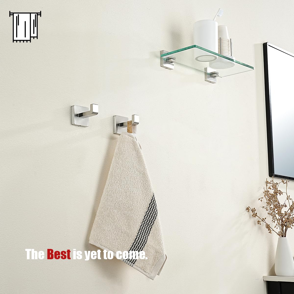 JQK Bathroom Towel Hook Brushed, Coat Robe Clothes Bath Wall Hooks for Kitchen Garage SUS 304 Stainless Steel Thick 0.8mm, 2 Pack Brushed Steel, TH250-BN-P2