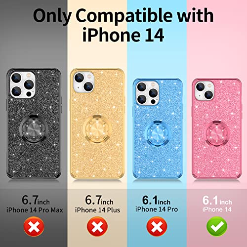 OCYCLONE iPhone 14 (6.1") Glitter Diamond Case with Ring Stand - Pink, Women & Girls