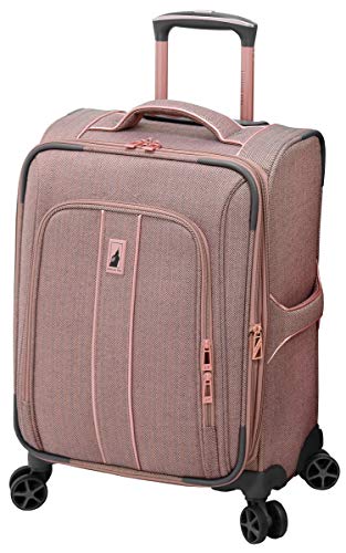 LONDON FOG Newcastle Softside Expandable Spinner Luggage, Rose Charcoal Herringbone, 4 Piece Set