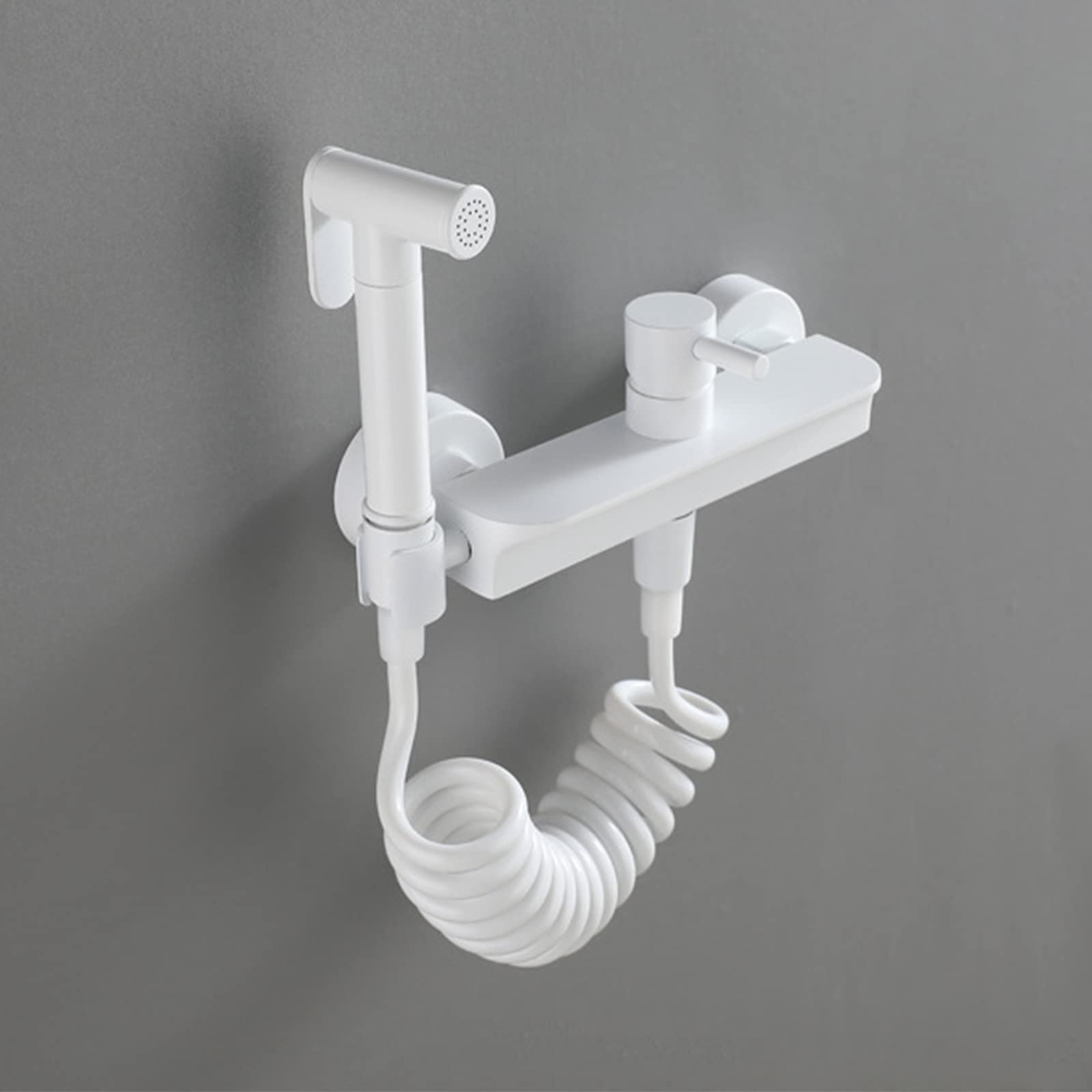 TVBNHU Handheld White Bidet Sprayer, Brass Bidet Attachment Set for Toilet, Wall Mounted Mixer Bidet Faucet with Hot and Cold Water, Single Handle Cloth Diaper Sprayer