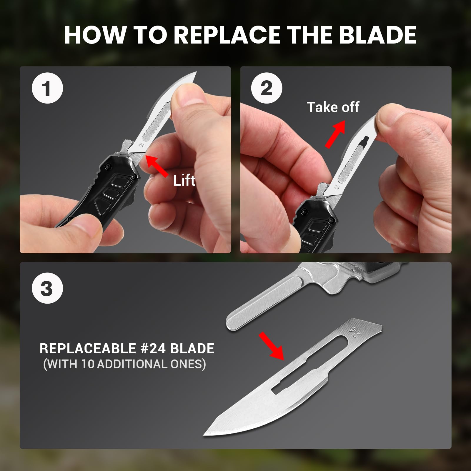 LYPOBALA Utility Knife, Retractable Box Cutter, Aluminum Alloy Shell Pocket knives, Small Scalpel Knife, EDC Knife, 10 Extra Carbon Steel Replacement Blades #24, Great Gift for Men Women
