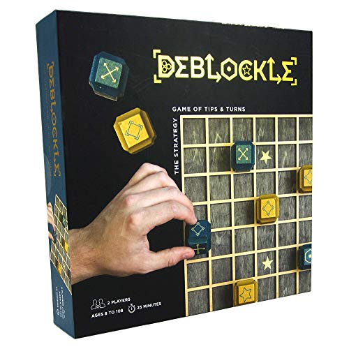 Project Genius: Deblockle- The Game of Tips and Turns, 2 Player Strategy Game, Game for Families and Adults, Ages 8+, Solid Wood Based Board and Blocks