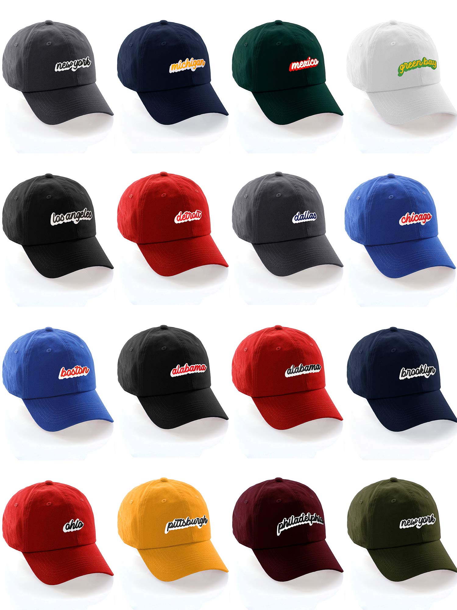 Classic Unstructured USA Cities Baseball Dad Hat 3D Raised PVC Letters Cap, Philadelphia Hunter, White Black