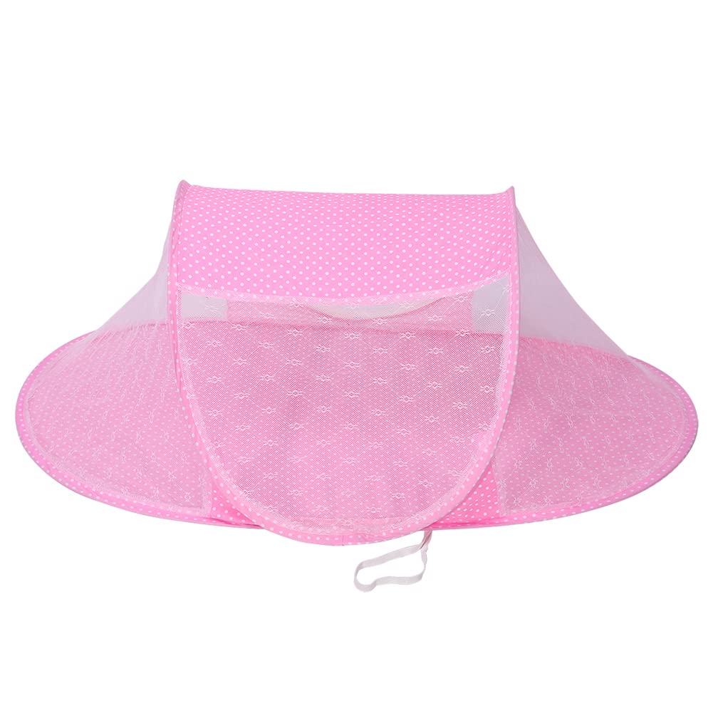 Raguso Crib Net, Soft Baby Net Easy to Carry Infant Bed Net for Outdoor Activities(Pink)