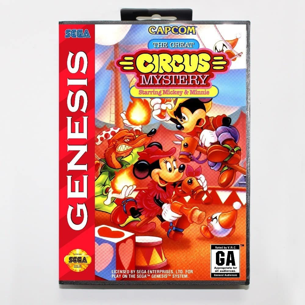 Great Circus Mystery Starring Mickey & Minnie Game Cartridge 16 Bit MD Game Card With Retail Box For Sega Mega Drive For Genesis (Black)