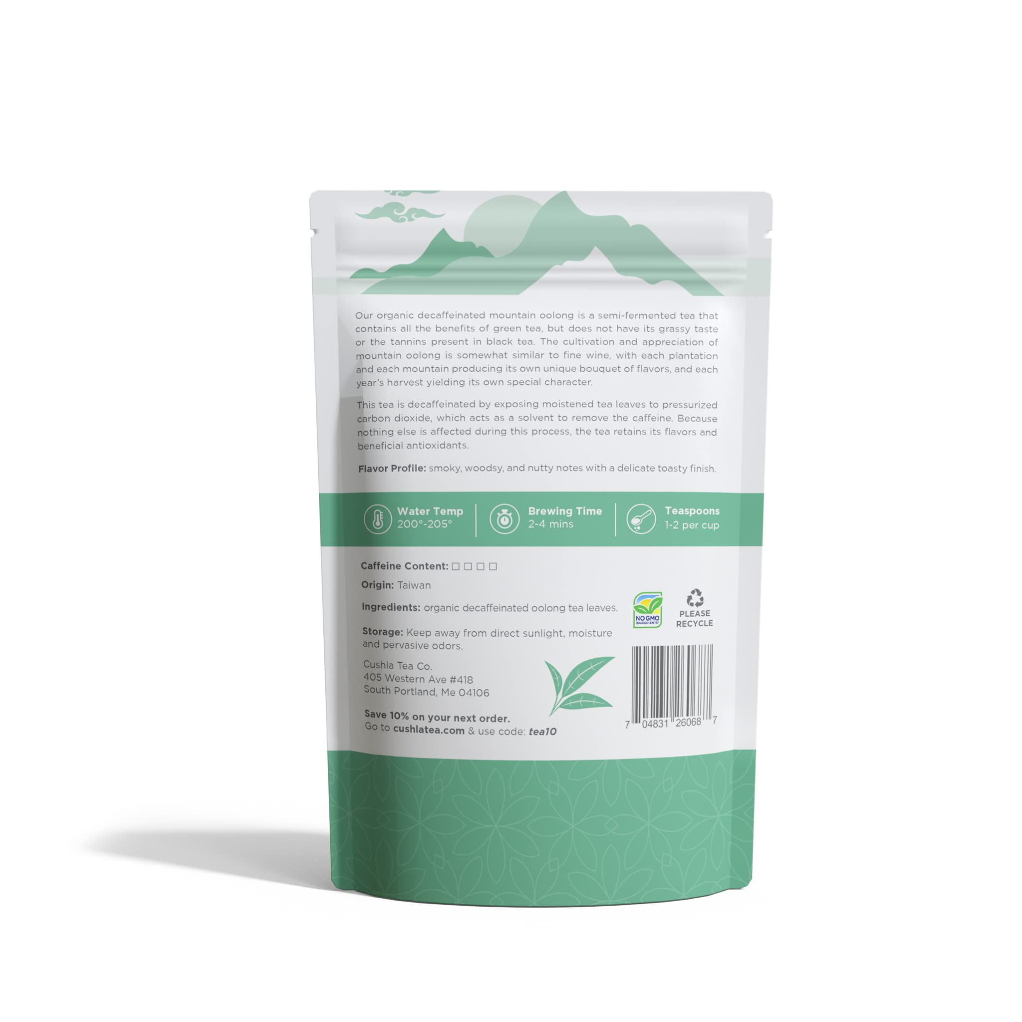 Decaffeinated Oolong Tea Loose Leaf, Hot or Cold Brew, Smoky, Woodsy, Nutty Notes Delicate Toasty Finish - Decaf Oolong Tea Leaves