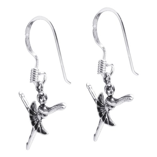 Delightful Ballerina Dancer .925 Sterling Silver Dangle Earrings