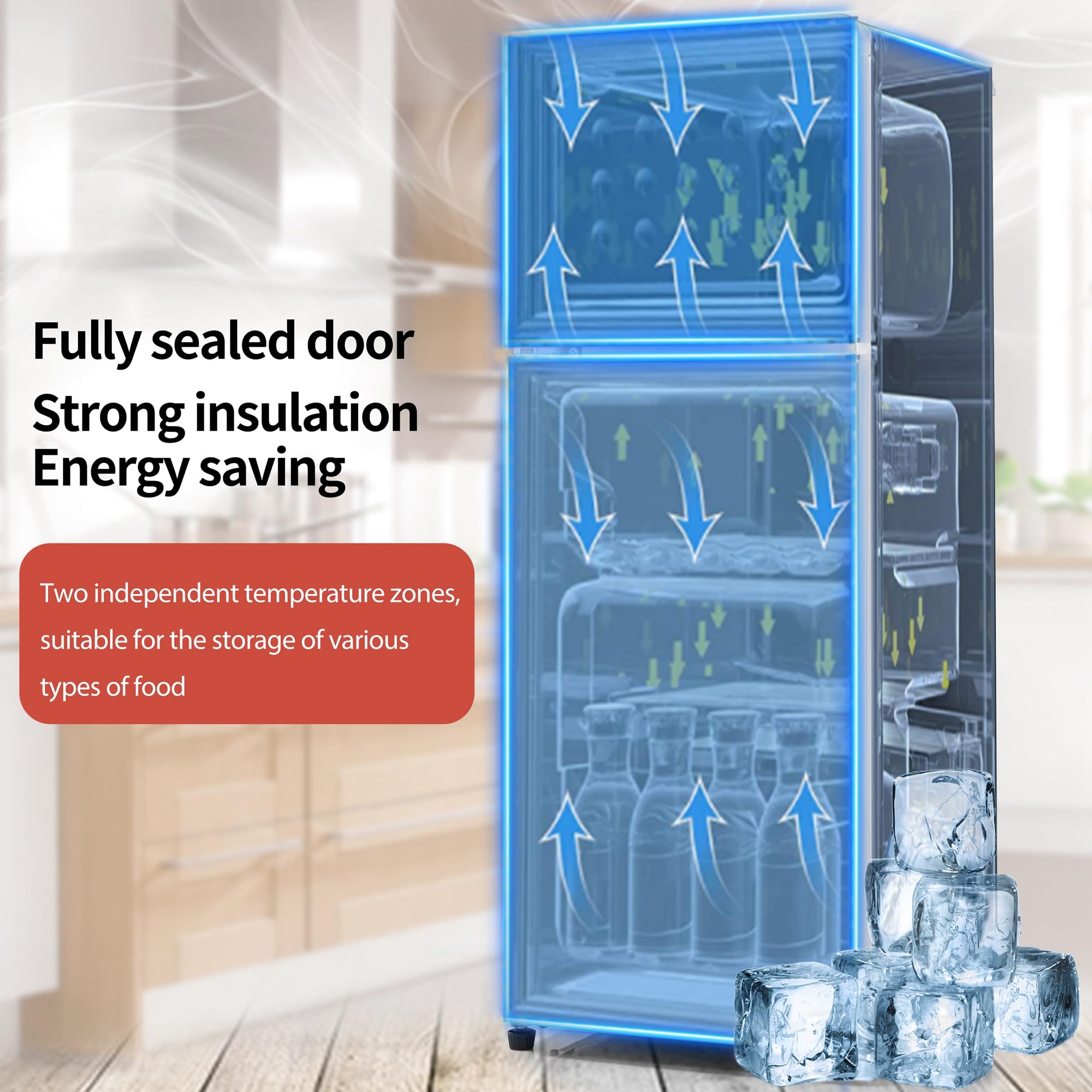 LZ LEISURE ZONE 4.5 Cu.ft Dual Zone Refrigerator, Small Refrigerator with 4-Star Freezer, 7 Temperature Settings, LED Lighting, Adjustable Shelves, Refrigerator for Bedroom/Office/Apartment, Red