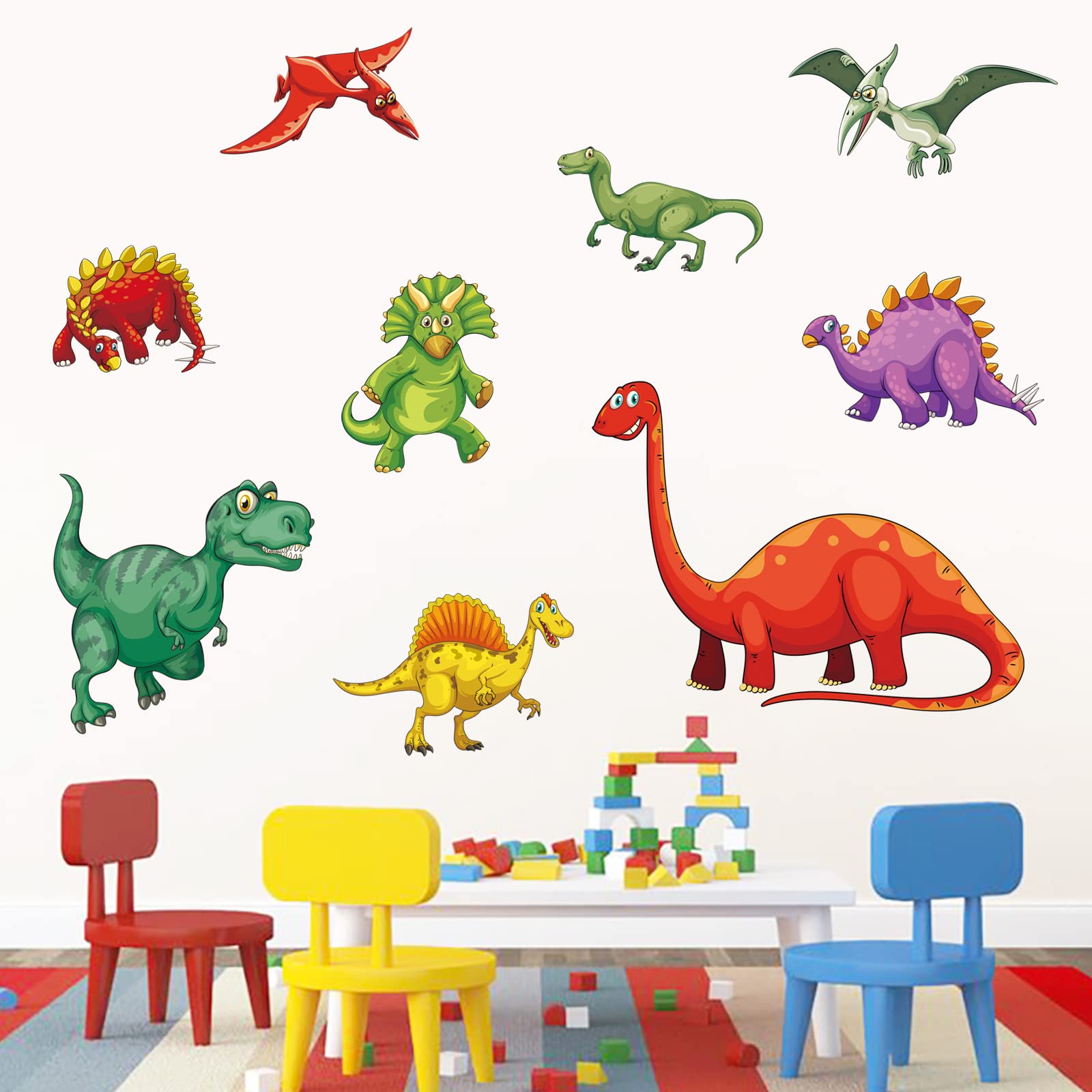 decalmile Colorful Dinosaur Wall Stickers Kids Wall Decals Baby Nursery Childrens Bedroom Wall Decor