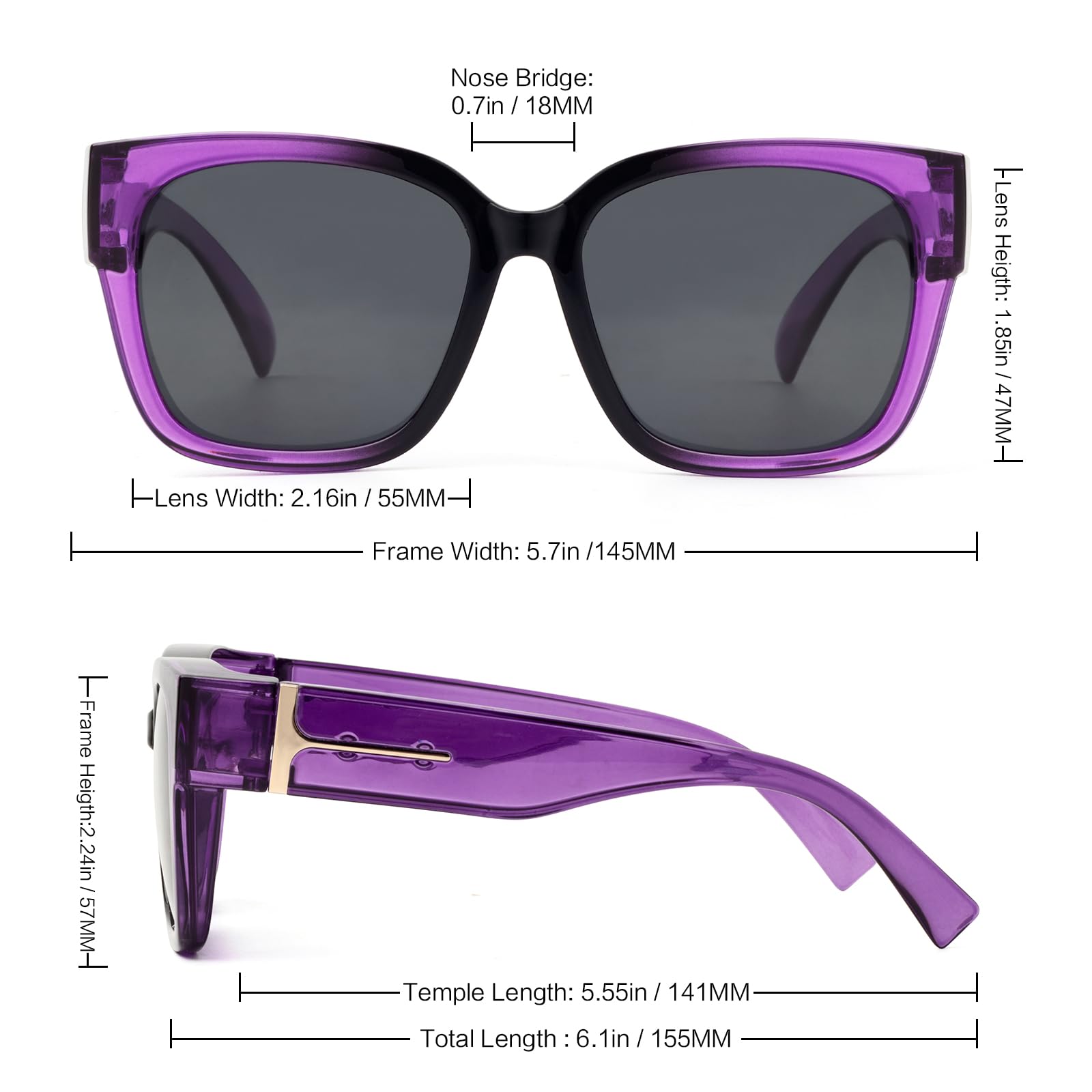 Face Shadow Polarized Sunglasses Over Glasses for Women Men, Fit Over Glasses Sunglasses Square Oversized Sunglasses UV Protection Lightweight
