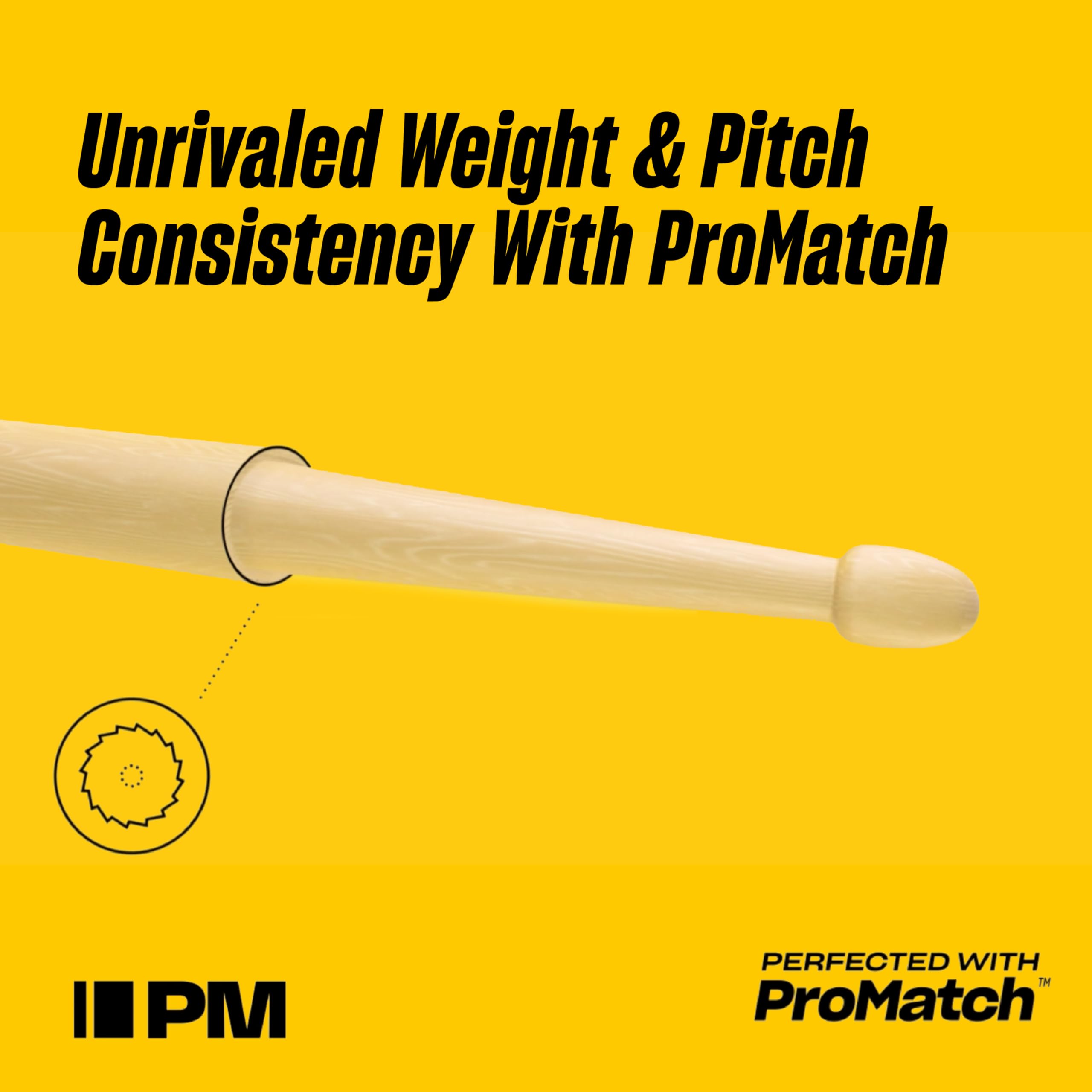 ProMark Drum Sticks - Rebound 5A Drumsticks - Drum Sticks Set - Acorn Wood Tip for Larger Sweet Spot - FireGrain Hickory Drumsticks - Consistent Weight and Pitch - 1 Pair