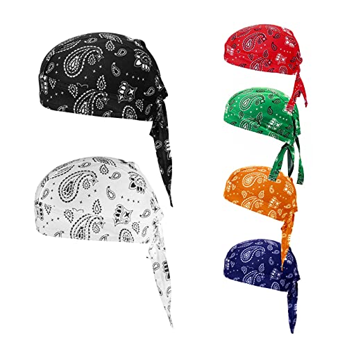 Doo Rag Bicycle Skull Caps Helmet Liner Cooling Hat Cap Summer Sweat Wicking Beanie Hat for Women/Men (Paisley-6, one Size)