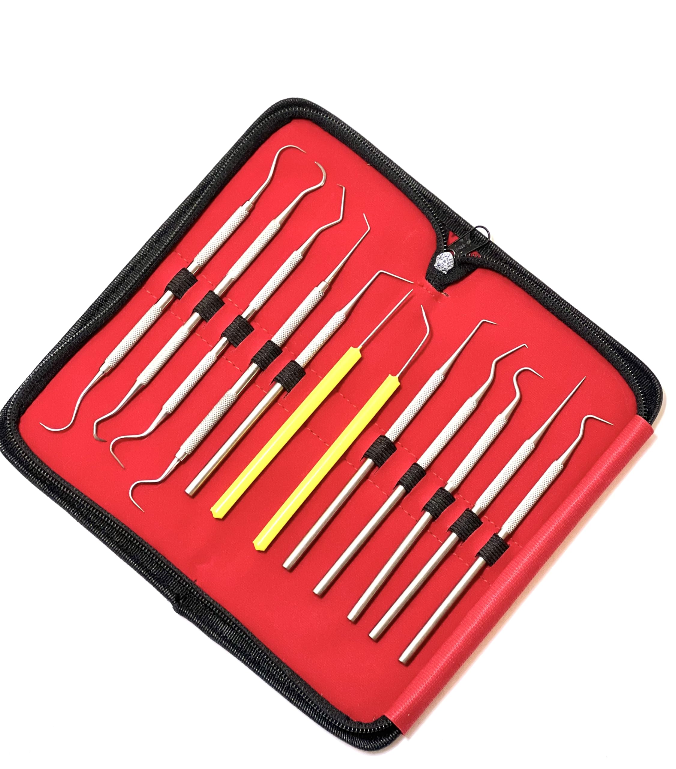 Premium Set of 12 Stainless Steel Precision Micro Probe Set Combo-Straight, Single, Short Double, Long Double, Triple and Hook Tips -Pick Tool Set 5.5"(14CM) (Set of 5 Each)