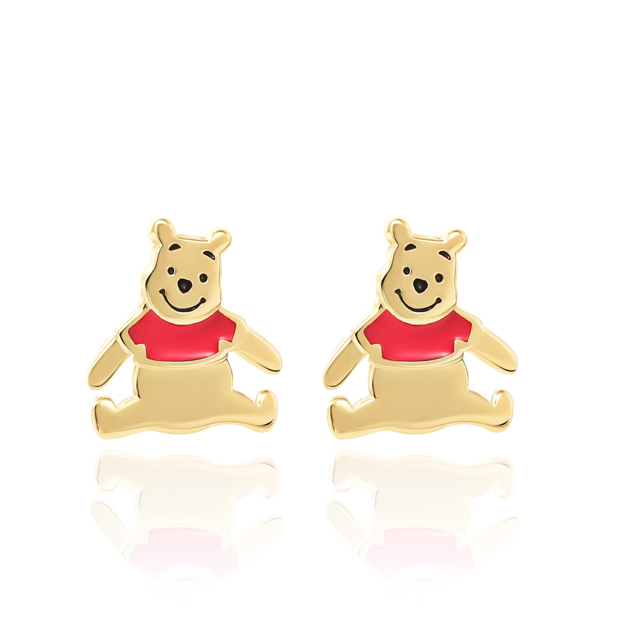 Disney Winnie the Pooh Earrings - Flash-Plated Stud Earrings - Winnie the Pooh Stud Earrings for Women