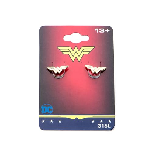 DC Comics Women's Wonder Woman Gold Plated Stud Earrings, One Size