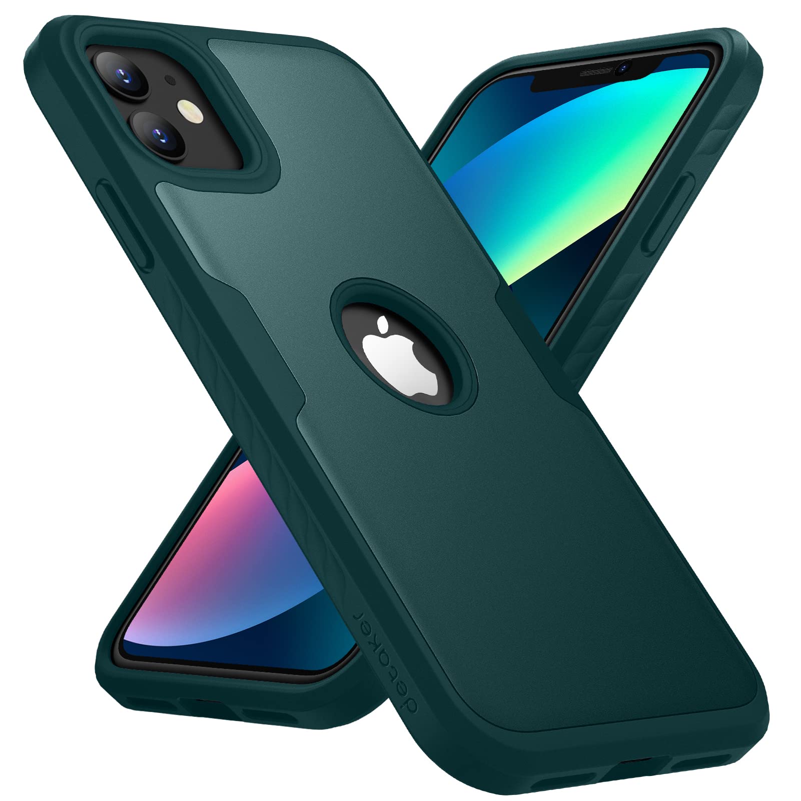 DETAKER Designed for iPhone 11 Case, Double Layers Shockproof Heavy-Duty Case Anti-Scratches Lightweight Protective Slim for iPhone 11 Case 6.1 inch, Teal