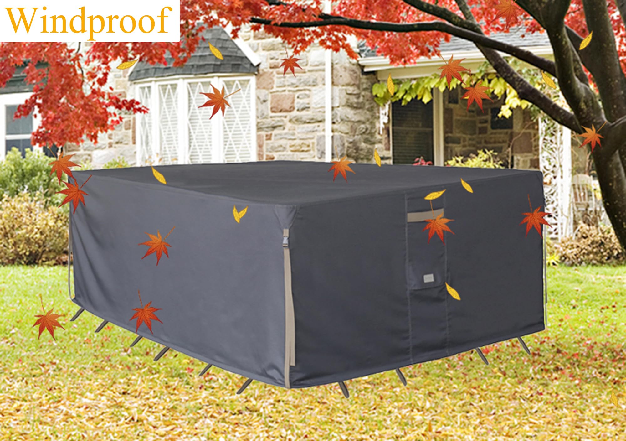 Garden Balsam Heavy Duty Waterproof Patio Furniture Covers,Fading Resistant Outdoor Table and Chair Covers Rectangular 98"Wx 78"D x 28"H Dark Grey