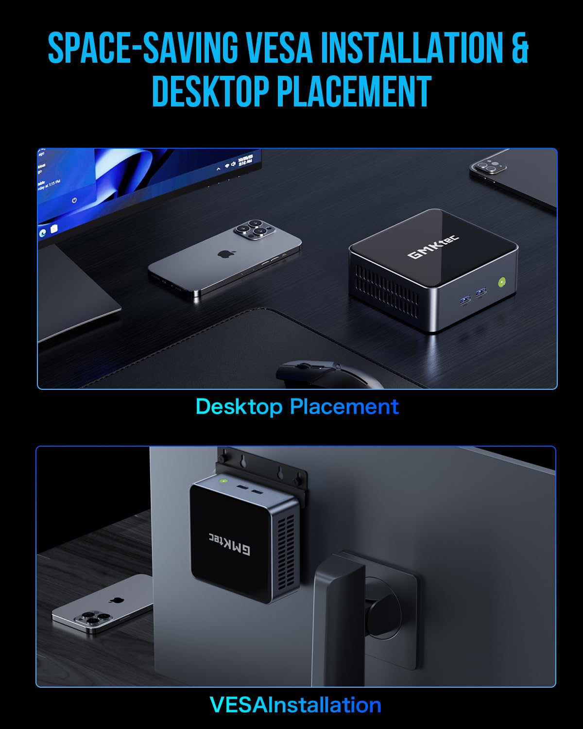 GMKtec Mini PC Windows 11 Pro Intel Core i7-11390H (Turbo 5.0 GHz) 16GB(8GB*2) DDR4 1TB SSD Desktop Mini Computers WiFi 6, BT 5.2, DP, HDMI, RJ45 2.5G, USB3.2