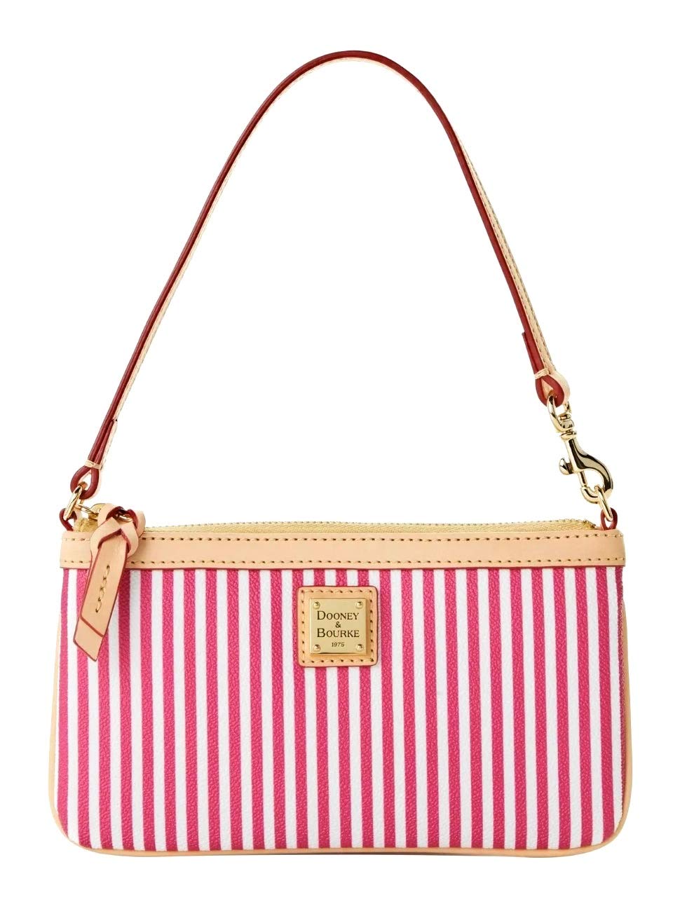 DOONEY & BOURKE DB RED AND WHITE STRIPE LARGE SLIM WRSITLET CLUTCH BAG