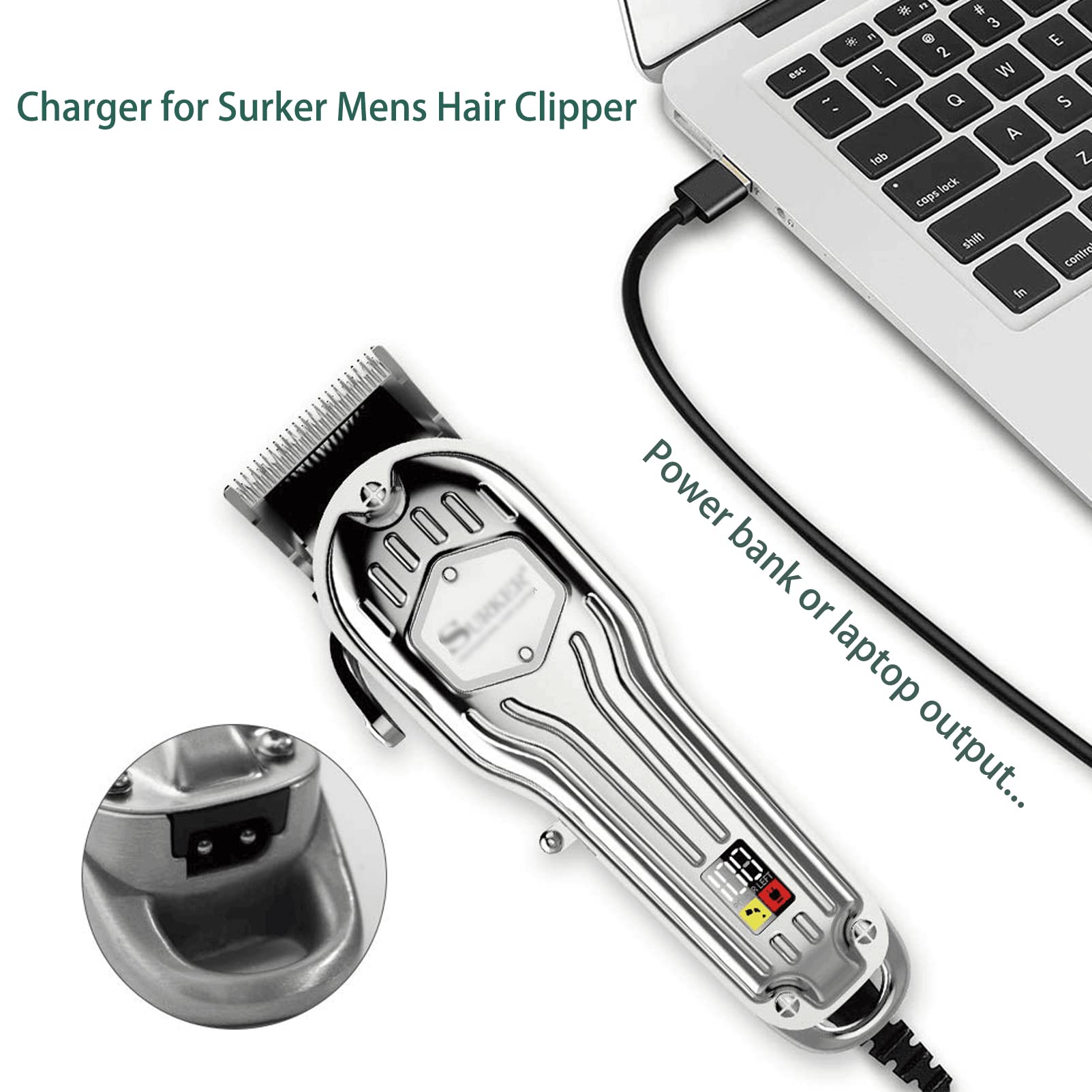 for SURKER Hair Clipper Men K9S Charger Cord Replacement SURKER K7S K7S-Silver K7S-Golden K9K SK-1616 Clippers Trimmer Power Cord 4.9FT