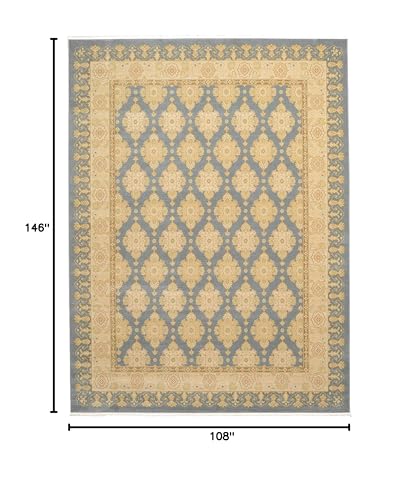 Unique Loom Edinburgh Collection Area Rug-Zinnia, 9 ft x 12 ft, Blue/Beige