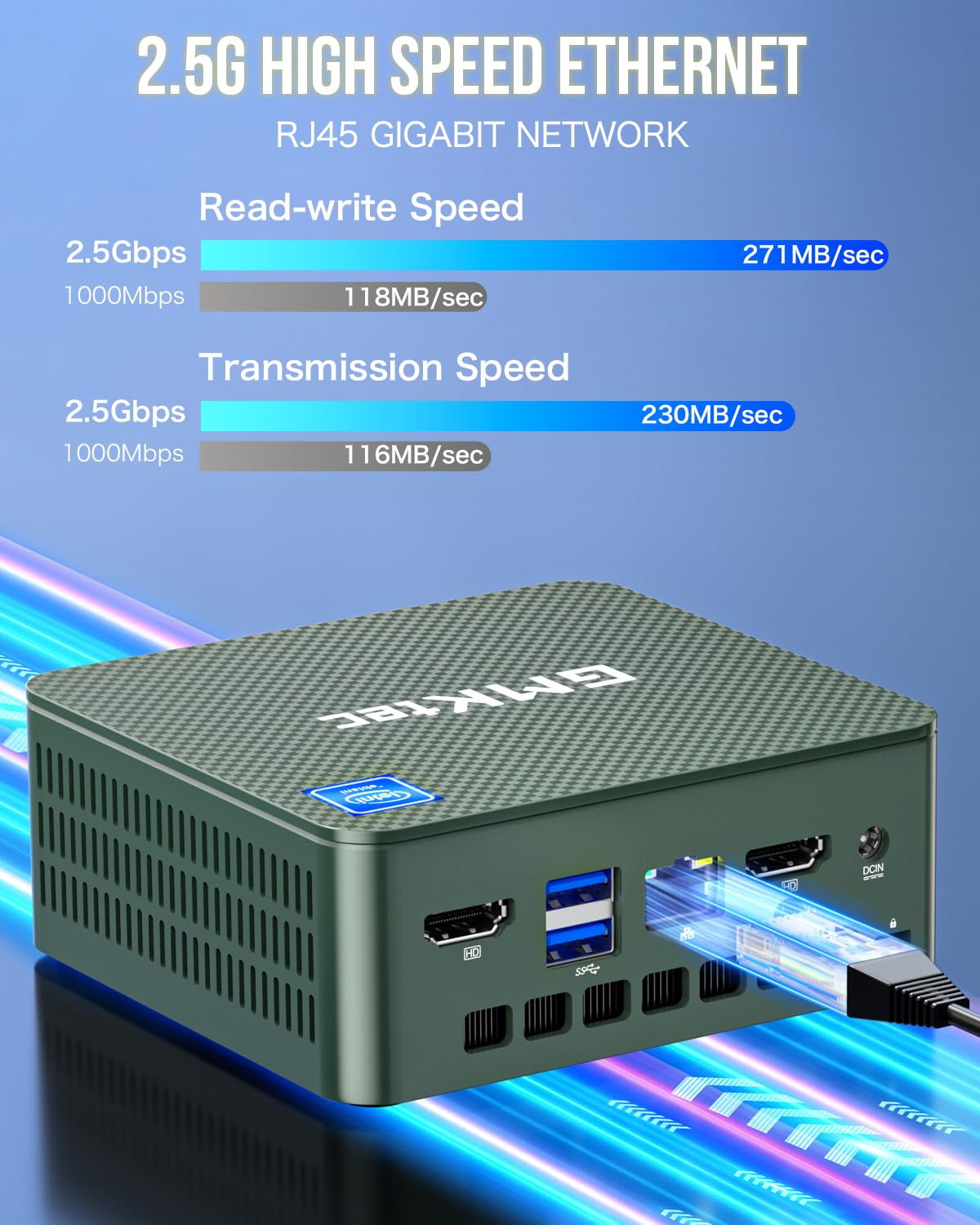 GMKtec Mini PC Preinstalled Windows 11 Pro 16GB RAM 512GB SSD, Micro Computers Intel N6005 (3.3GHz), Desktop Computer with 4K Triple Display, Dual LAN, WiFi6, BT5.2, NucBox7 for Office/Home/Business