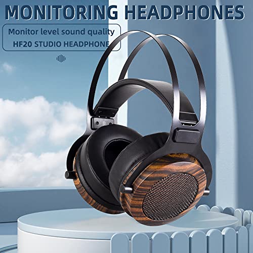 lotorasia Wired Over Ear Headphones, Studio Headset Music Recording 50mm Drivers 3.5mm/6.35mm Audio Jack for Guitar amp Recording and Music Audiophile(Non Solid Wood)