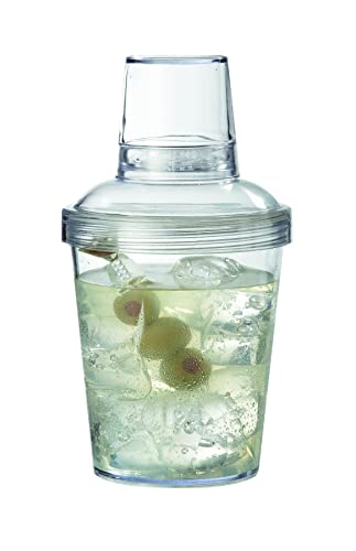 G.E.T. SH-176-1-CL-EC Heavy-Duty Shatterproof 3- Piece Plastic Cocktail / Martini Shaker, 20 Ounce, Clear (set of 4)